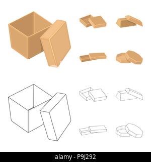 Case, shell, framework, and other icon in cartoon,outline style.Box ...