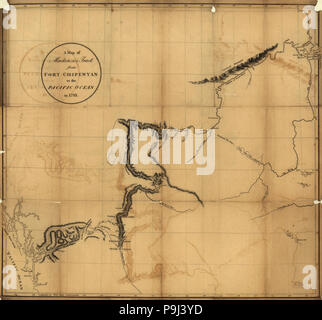 A map of Mackenzie's track from Fort Chipewyan to the Pacific Ocean in ...