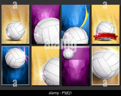 Set of volleyball club flyer, brochure, banner, poster. Vector. For ...