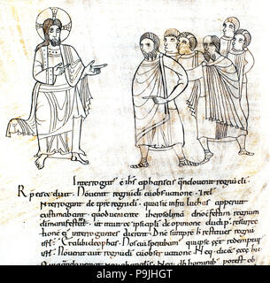 Manuscript called 'Homiliari de Beda' representation of a parabola ...