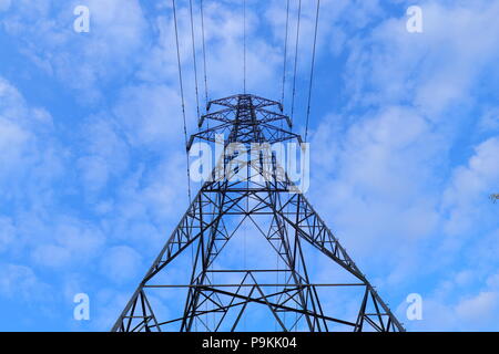A pylon against blue skies in Swillington, Leeds Stock Photo - Alamy