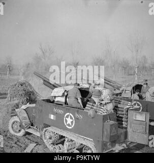 The British Army in Italy 1945 Stretcher bearers pass Sherman tanks in ...
