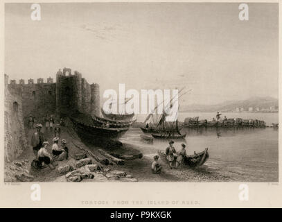 'Tortosa, from the Island of Ruad' is an 1836 painting by Carne John ...