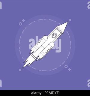 Purple space rocket, illustration, vector on white background Stock ...