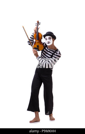 Mime playing violin isolated on white Stock Photo - Alamy
