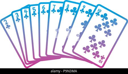 degraded line clovers cards classic casino game vector illustration ...