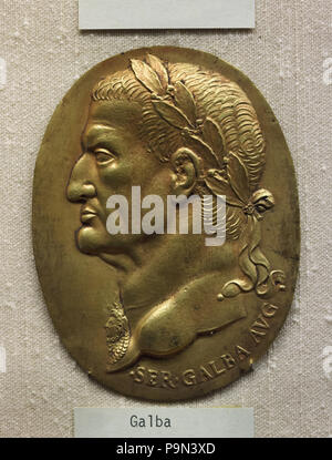 Portrait of emperor galba with laurel wreath in round ingloating; Ser ...