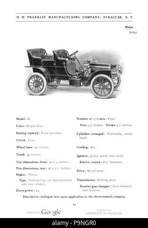 28 1907 Franklin Type D catalogue Stock Photo - Alamy