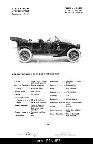 31 1911 Franklin Model D catalogue Stock Photo - Alamy