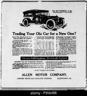 1912 Allen Motor Company Newspaper Ad Allentown PA Stock Photo - Alamy