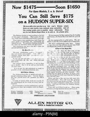 34 1916 - Allen Motor Company Newspaper Ad Allentown PA Stock Photo - Alamy