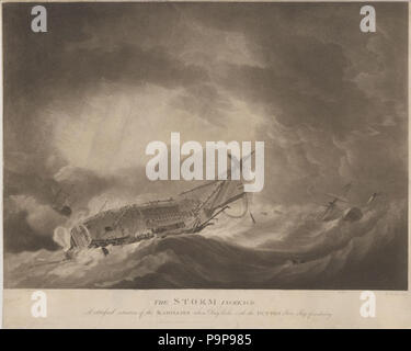 Loss of HMS Ramillies, September 1782 blowing up of the wreck 1782 by ...