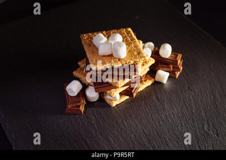 Dark moody style of S'mores summer treat in studio Stock Photo - Alamy