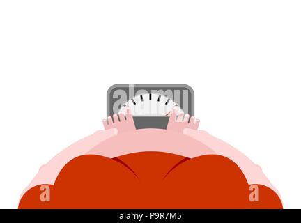Fat man on scales top view. Vector illustration Stock Vector Image ...