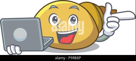 With laptop exotic shell character cartoon Stock Vector Image & Art - Alamy