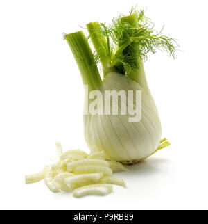 Blanched florence fennel isolated on white background three pieces ...