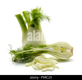 Blanched florence fennel isolated on white background three pieces ...