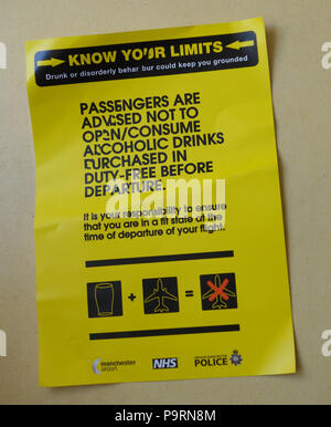 Know your limits alcohol, an airport alcohol awareness warning leaflet ...
