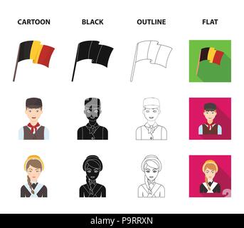 National flag, belgians and other symbols of the country.Belgium set ...
