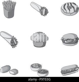 Chicken, food, snack, and other icon in cartoon style.Donut, cream ...