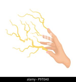 Lightning spell icon in cartoon style isolated on white background ...