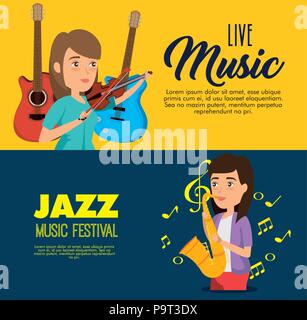 singer and musician couple characters vector illustration design Stock ...