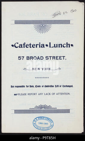366 DAILY MENU (held by) CAFETERIA - LUNCH (at) "57 BROAD ST., NEW YORK ...
