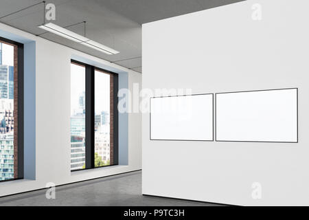 Two blank horizontal posters in the gallery with clipping path around ...