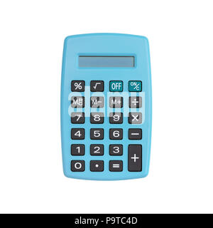 Blue the calculator isolated on white background Stock Photo - Alamy