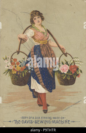 An advertisement for Domestic Sewing Machine Co. featuring humorous ...