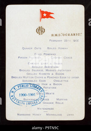 BREAKFAST (held by) RED STAR LINE (at) S.S. WESTERNLAND (SS;) (NYPL ...