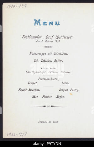 541 DINNER (held by) HAMBURG-AMERIKA LINE (at) "ENROUTE STEAMER ...