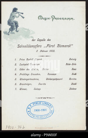 541 DINNER (held by) HAMBURG-AMERIKA LINE (at) "ENROUTE STEAMER ...