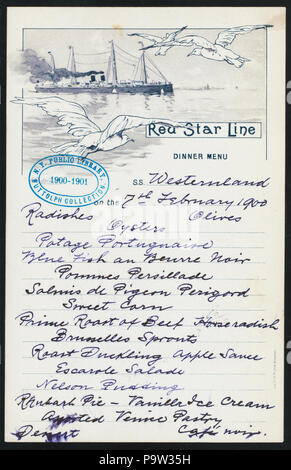 Dinner aboard the S.S. Westernland, a ship operated by the Red Star ...