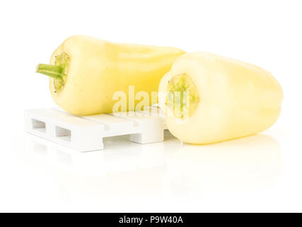 Two white paprika (Hungarian sweet peppers) isolated on white ...