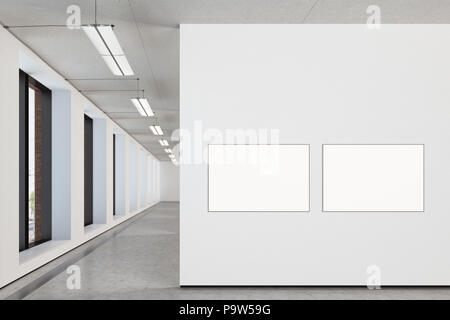 Two blank horizontal posters in the gallery with clipping path around ...