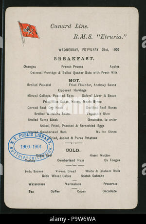 234 BREAKFAST (held by) CUNARD LINE (at) RMS CAMPANIA (SS;) (NYPL Hades ...