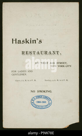 DINNER,BREAKFAST AND A LA CARTE (held by) HASKIN'S RESTAURANT (at ...