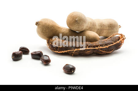 Fresh tamarind fruit without shell isolated on white background Stock ...