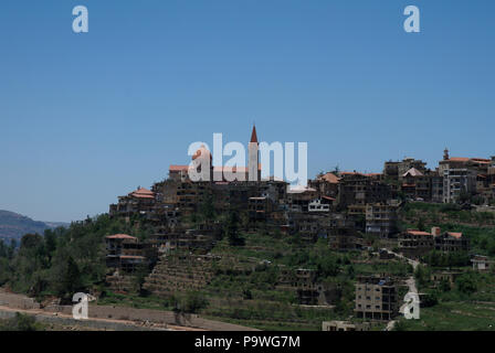 View of Bsharri (Bcharre), Mar Saba Cathedral, and Our Lady of Bsharri ...