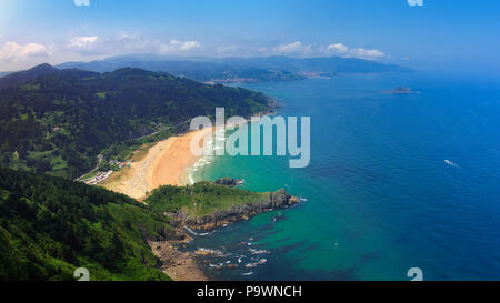 Laga beach and panoramic view of Urdaibai and Cantabrian coast, Bizkaia ...