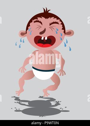 Baby Crying out Tears in Crib, Aerial View Stock Vector Image & Art - Alamy