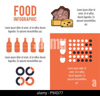 Nutrition and food red infographic with statistics and elements vector ...