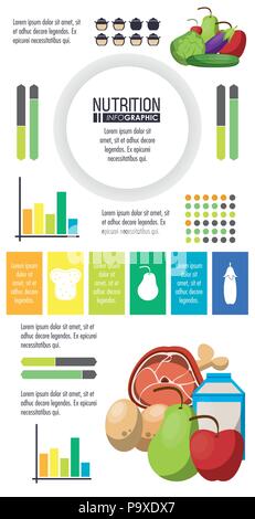Nutrition and food infographic with statistics and elements vector ...