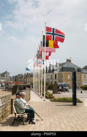 Allied forces flags flying at War Landing Beaches Calvados Normandy ...