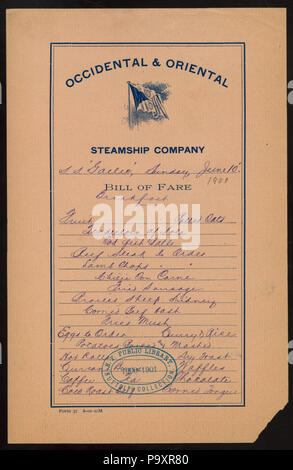 BREAKFAST (held by) OCCIDENTAL & ORIENTAL STEAMSHIP CO. (at) S.S ...