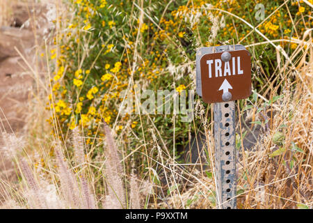 Metal trailhead sign Stock Photo - Alamy