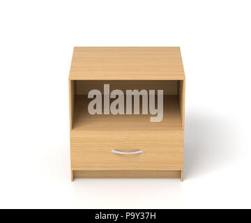 Wooden empty nightstand on white background. Isolated with clipping ...