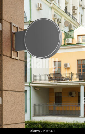 Blank gray round signboard on the granite wall Stock Photo - Alamy