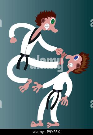 Karate Kung Fu Flying Kick Man Cartoon Stock Vector Image & Art - Alamy